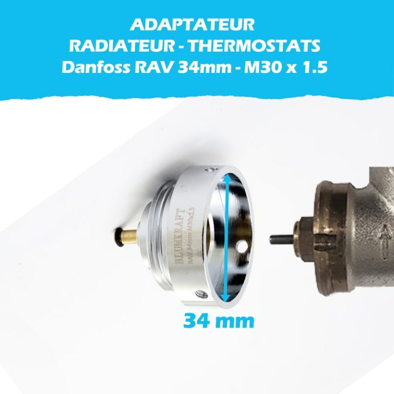 Heizkörperadapter für Danfoss RA/V (RAV) Ventile 34mm auf M30 x1,5 - blumkraft.com